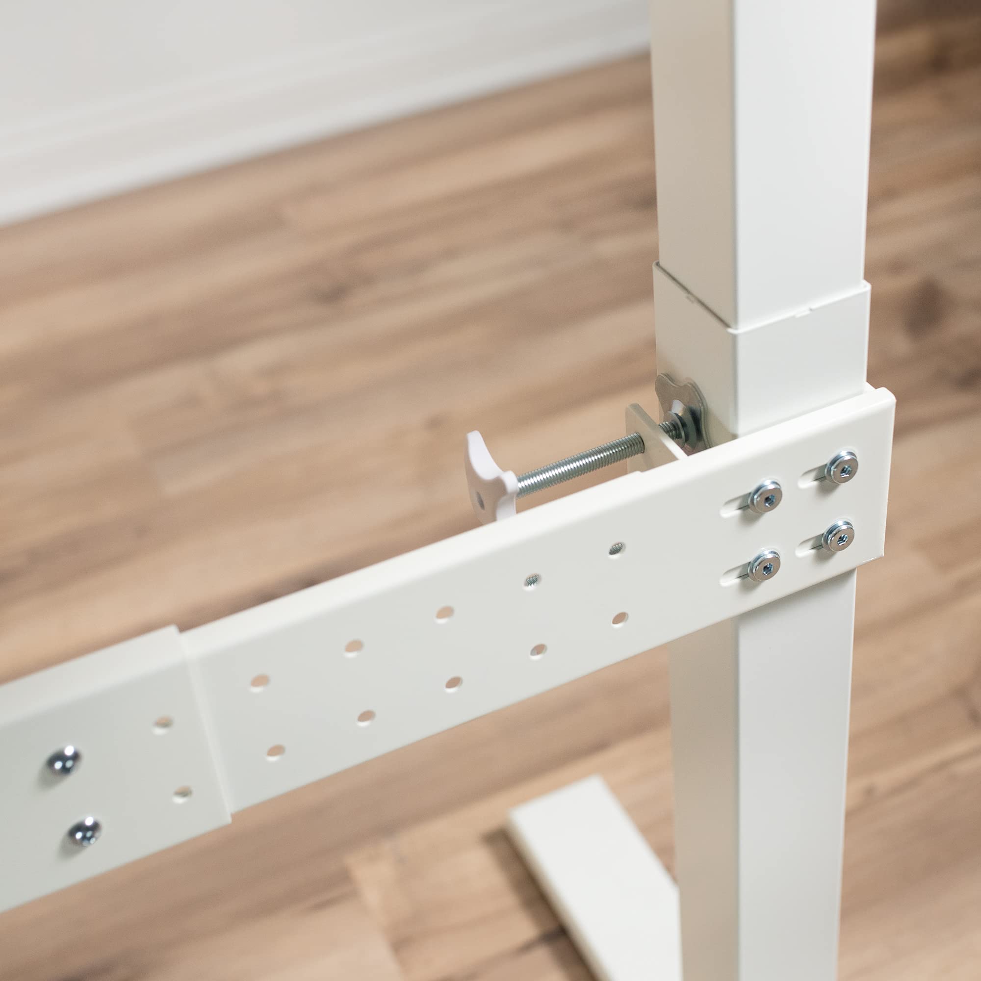 VIVO Universal Steel Clamp-on Desk Stabilizer Bar, 36 to 61.6 inch Bracket Support System for Sit to Stand Desk Frames, White, DESK-STB01W