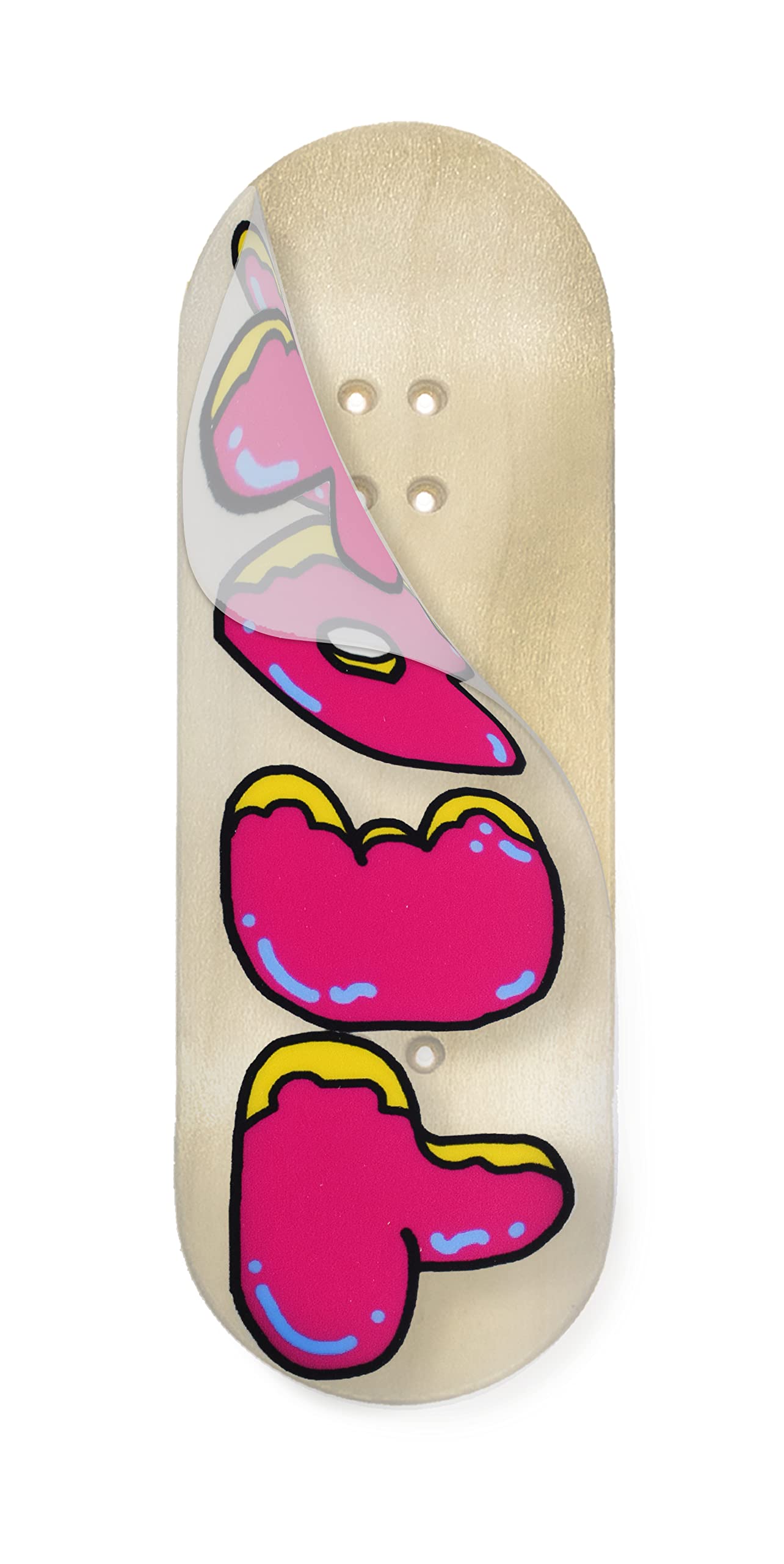 Teak Tuning Fingerboard Deck Graphic, Donut Teak Logo, White" - Adhesive Graphics to Customize Your 35mm - 110mm Long, 35mm Wide - Waterproof Vinyl - Includes Mini File