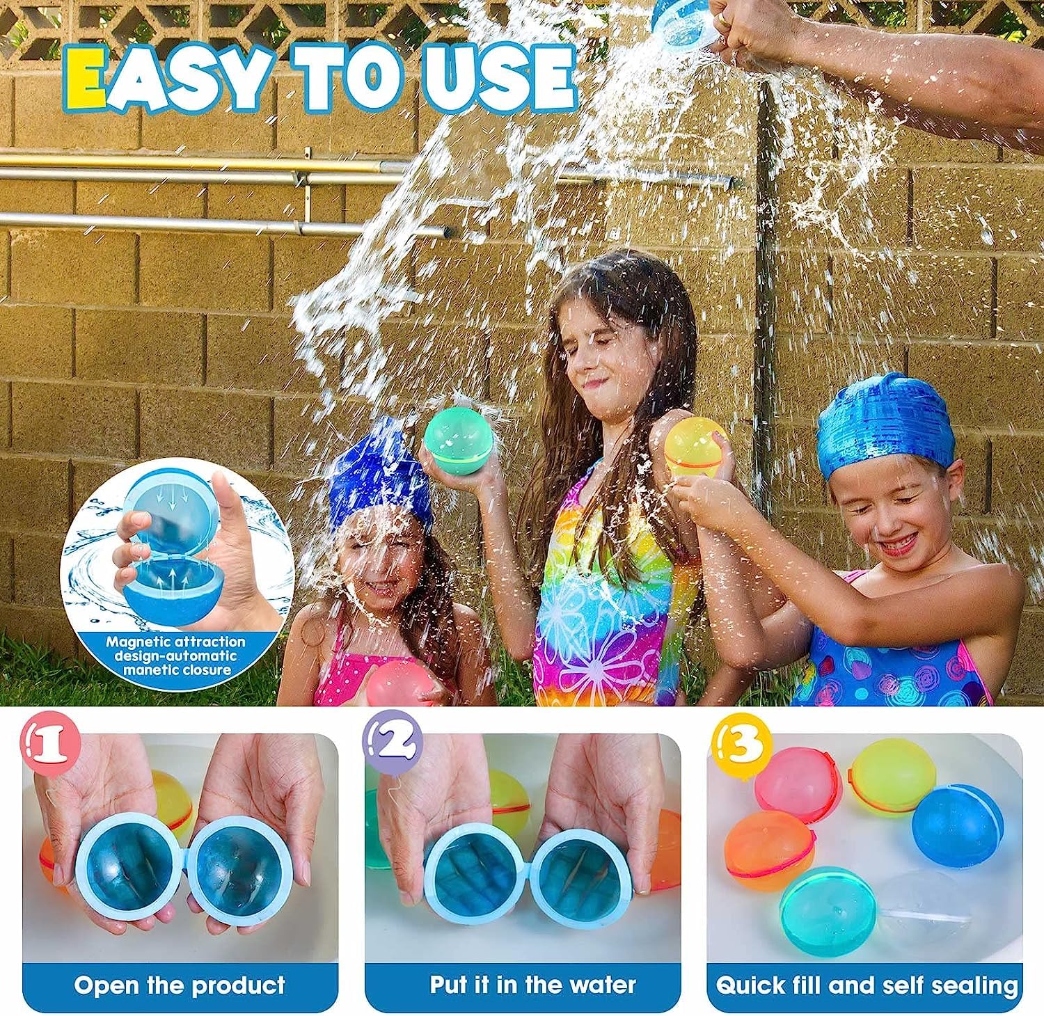 Reusable magnetic water balloons