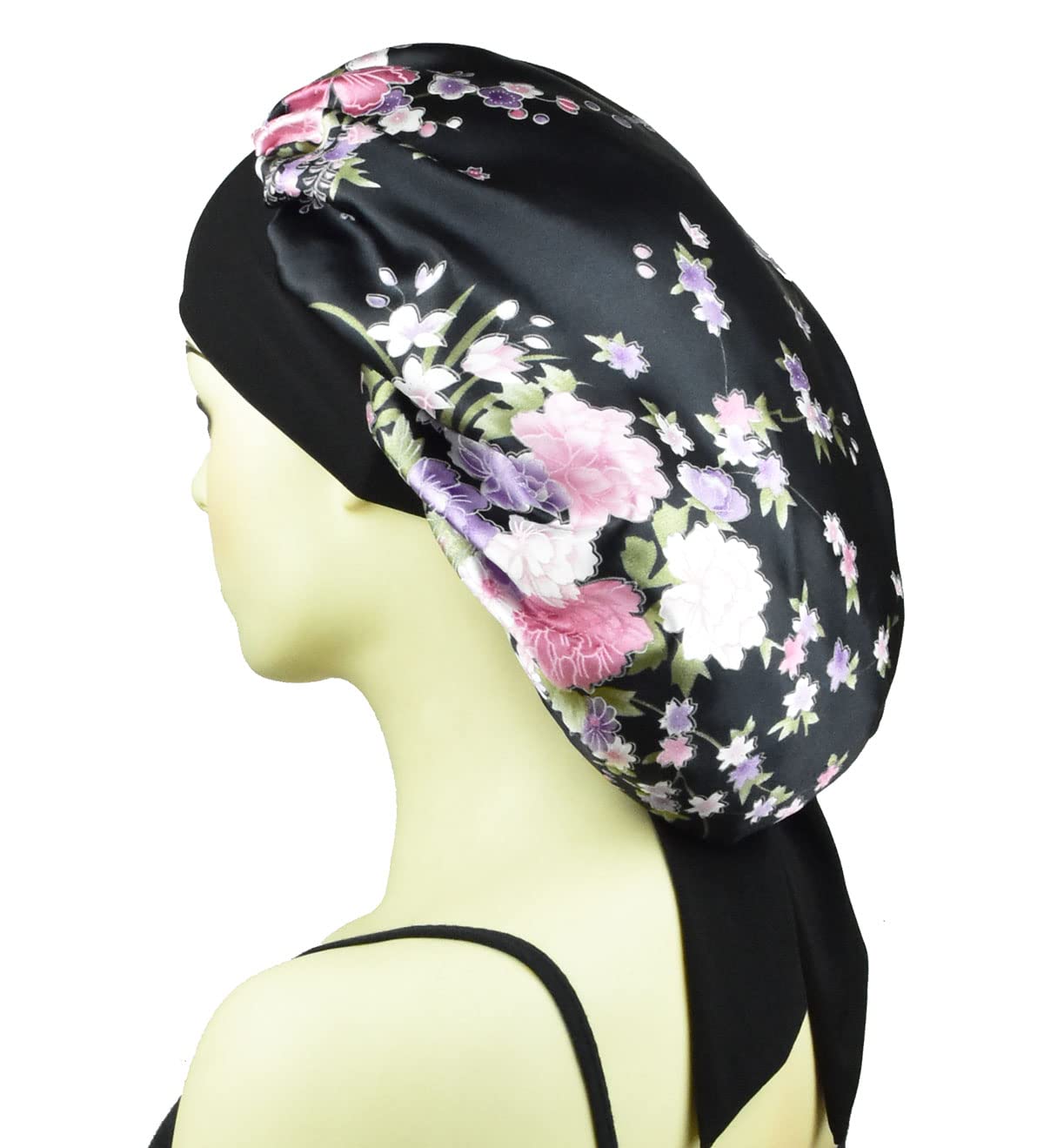 Silk Bonnet Satin Bonnet for Sleeping Curly Hair Cover Sleep Cap Silk Night Caps for Women Large Silk Sleep Bonnet with Tie