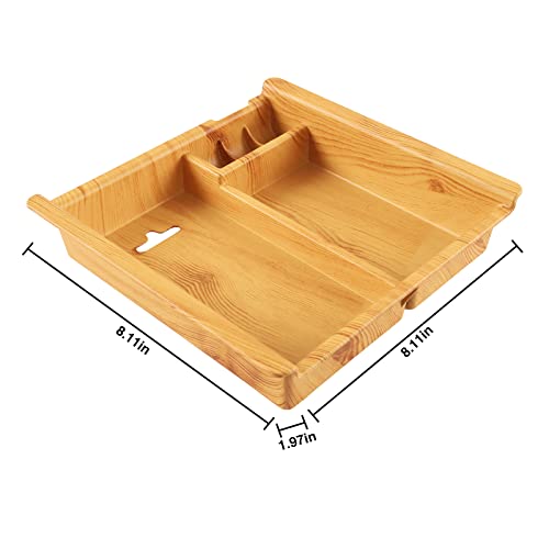 ZHOL Wood Grain Center Console Accessory Organizer Tray, Compatible with Toyota Tacoma 2016 2017 2018 2019 2020 2021 2022 2023 Armrest Box Insert Tray