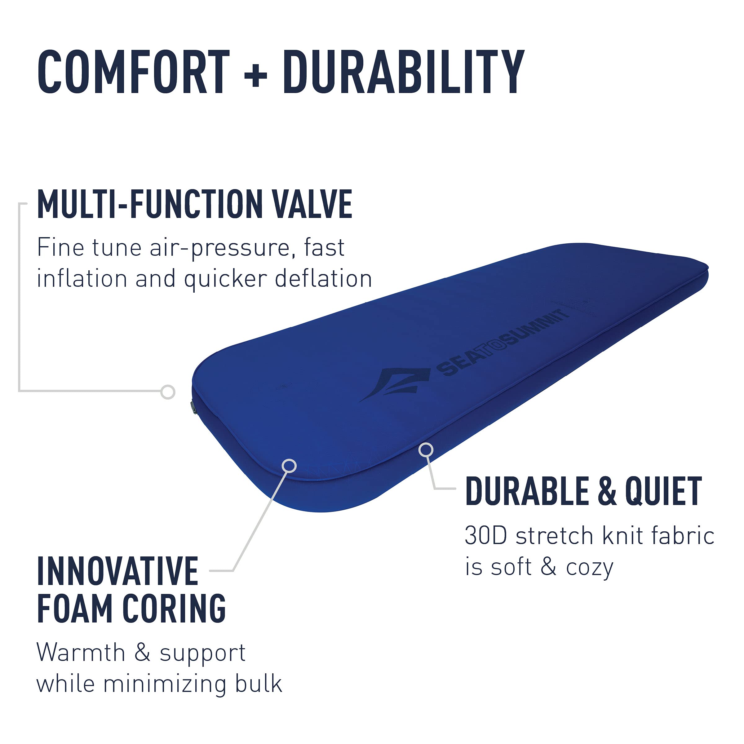 Sea to Summit Comfort Deluxe Self-Inflating Foam Camping Mattress, Regular (72 x 25 x 4 inches) - 2021