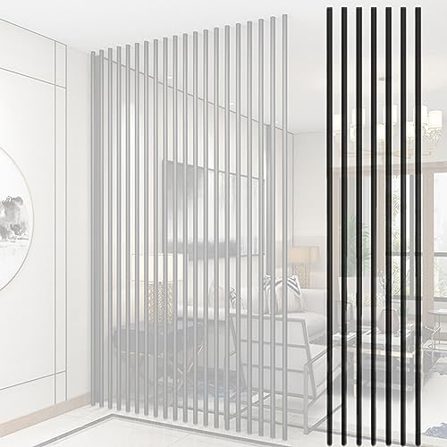 Screen Divider Column/Wall Divider Post for Decor Restaurant, Indoor/Office/Salon, 7.8ft/ 7.5ft/ 7ft/ 6.5ft/ 6ft/ 5.5ft/ 5ft/ 4.5ft/ 4ft Extra Tall Screen Modern Chinese, Black (Color : Black, Si