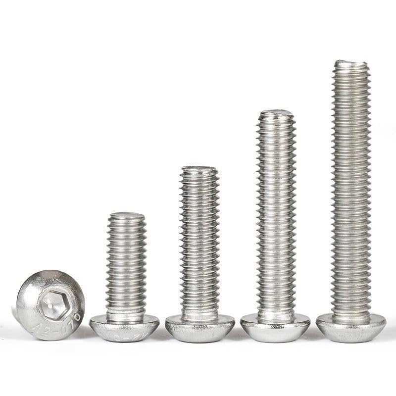 RAKTDA Hexagon Socket Screws 304 Stainless Steel Round Head Screw pan Head Flat Round Head Hexagon Socket Head Screw (Size : M5*12)