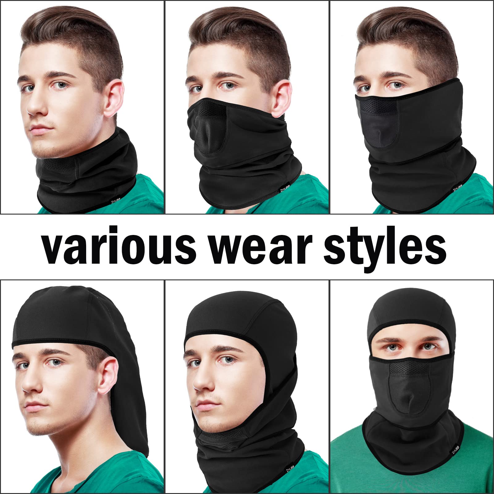 ZMUBB Balaclava Ski Mask with Warm Fleece & Breathable Mesh,Winter Face Mask for Skiing,Snowboarding,Motorcycling Black