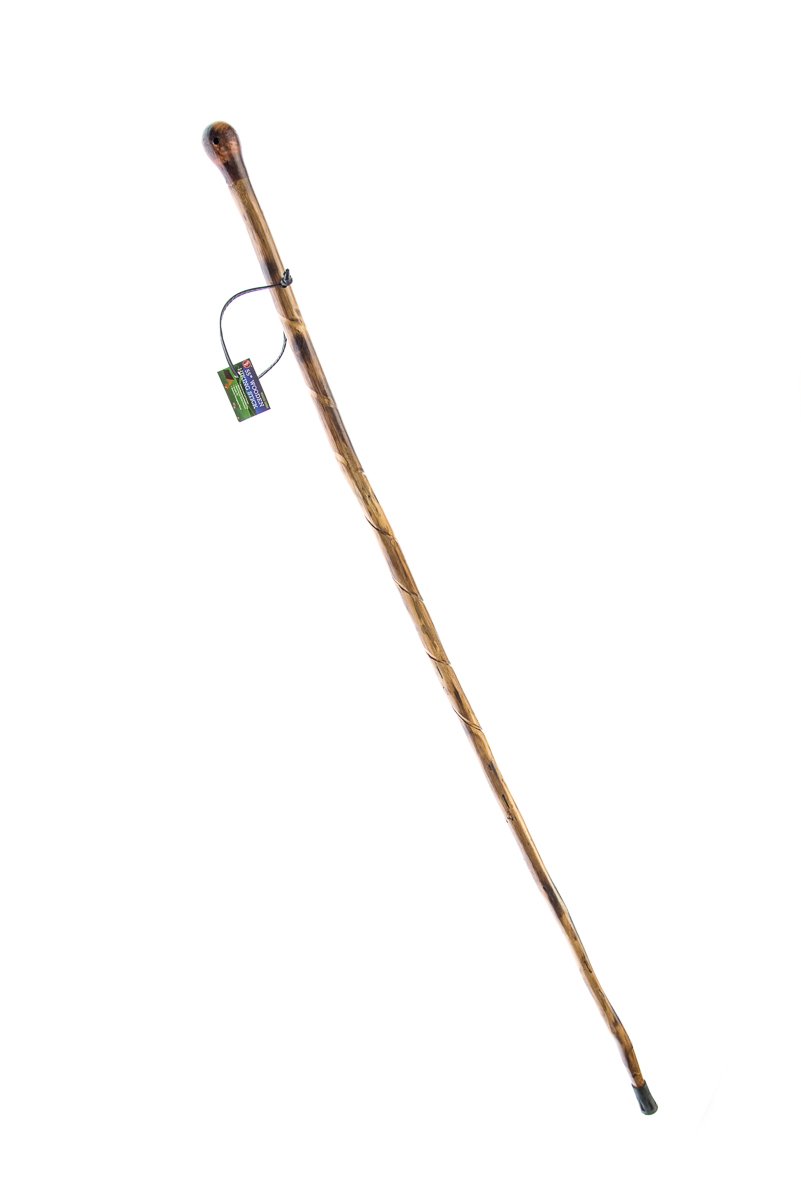 SE Natural Wood Walking Stick with Hand-Carved Spiral Design and Knob Top, 55" - WS622-56BH