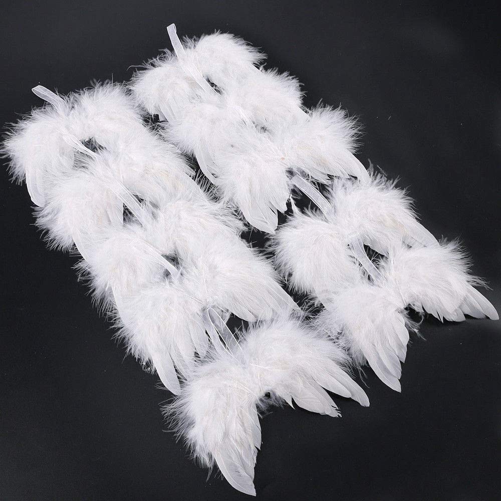 SPDD 10pcs Christmas Tree Decor Feather Wing,Christmas Tree Decoration Angel Wings Hanging Ornament Home/Party/Wedding White Feather Wing Ornament(12x10cm)
