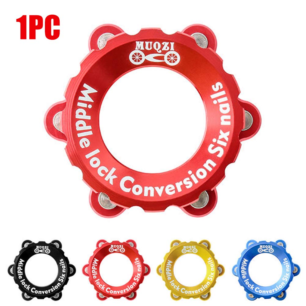 UXELY Bicycle Center Lock 6-Bolt Disc Brake Rotor Adapter, Middle Lock Disc Brake Conversion Seat for Mountain Bikes, Bike Hub Adapter, Centerlock Adaptor 6-Hole Including Lock Ring