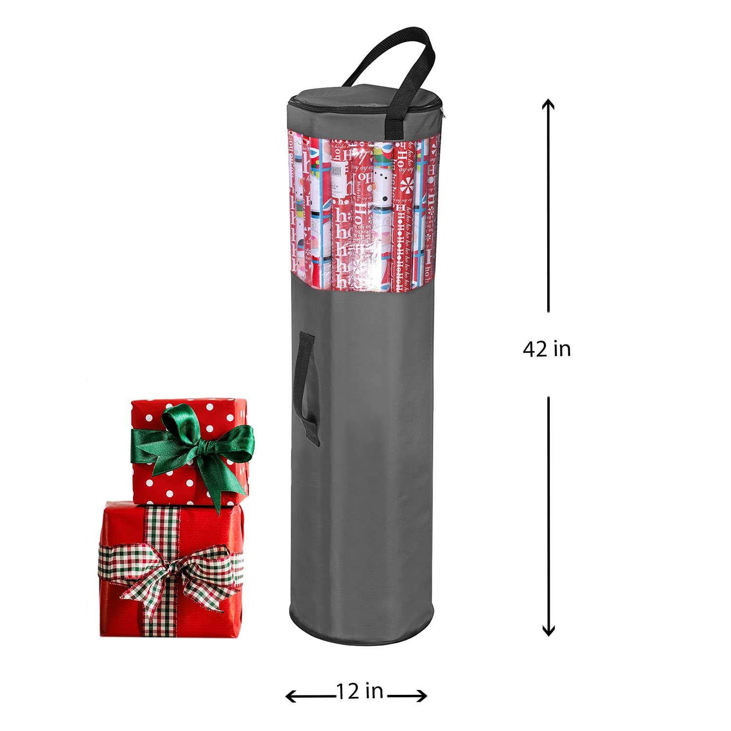 Primode Wrapping Paper Storage Bag | Wrapping Paper Organizer Under Bed for Storing Multiple Rolls of Gift Wrap, 42” Length Container Constructed of Durable 600D Oxford Material (Red)