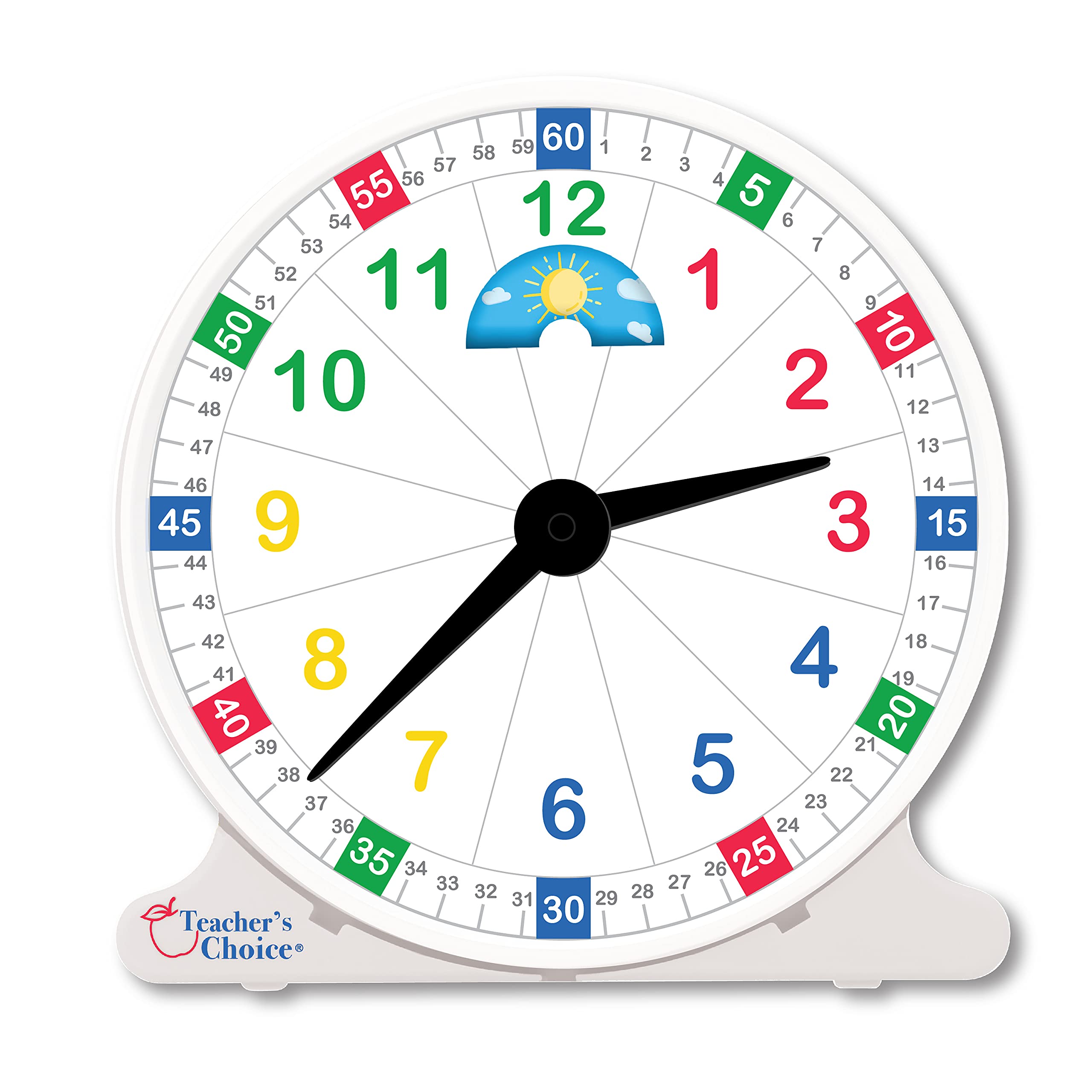Teacher's Choice Large Plastic Demonstration Clock | Teaching Clock Perfect for Classroom Learning (White)