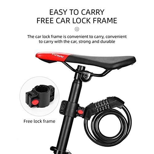 ZMYDZ Bicycle Lock -Digit Password Lock Combination Number Code Bike Bicycle Cycle Lock Steel Cable Chain Self-contained Lock Frame Bike Lock
