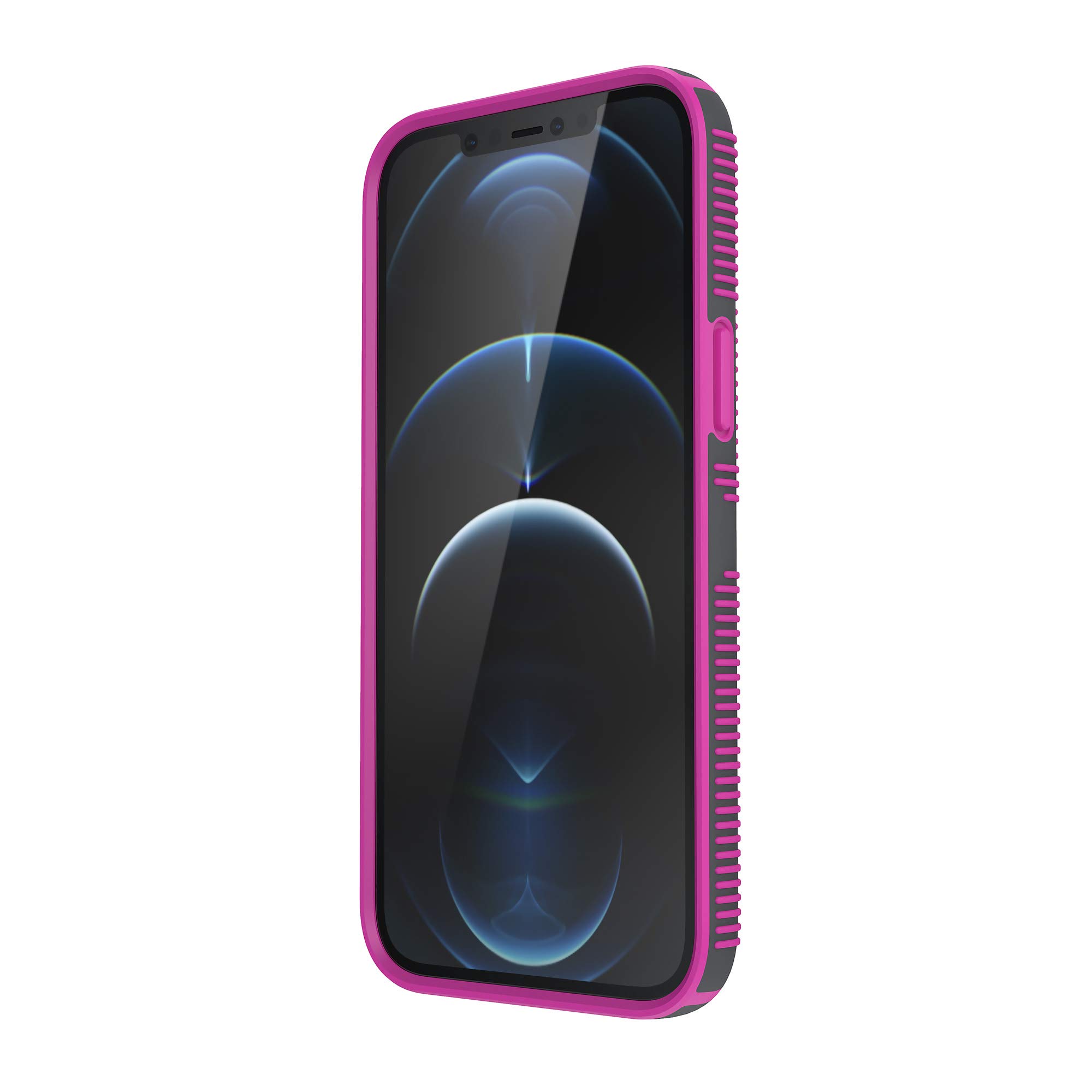 speck Products CandyShell Pro Grip iPhone 12 Pro Max Case, Slate Grey/It’s a Vibe Violet (137609-9230)