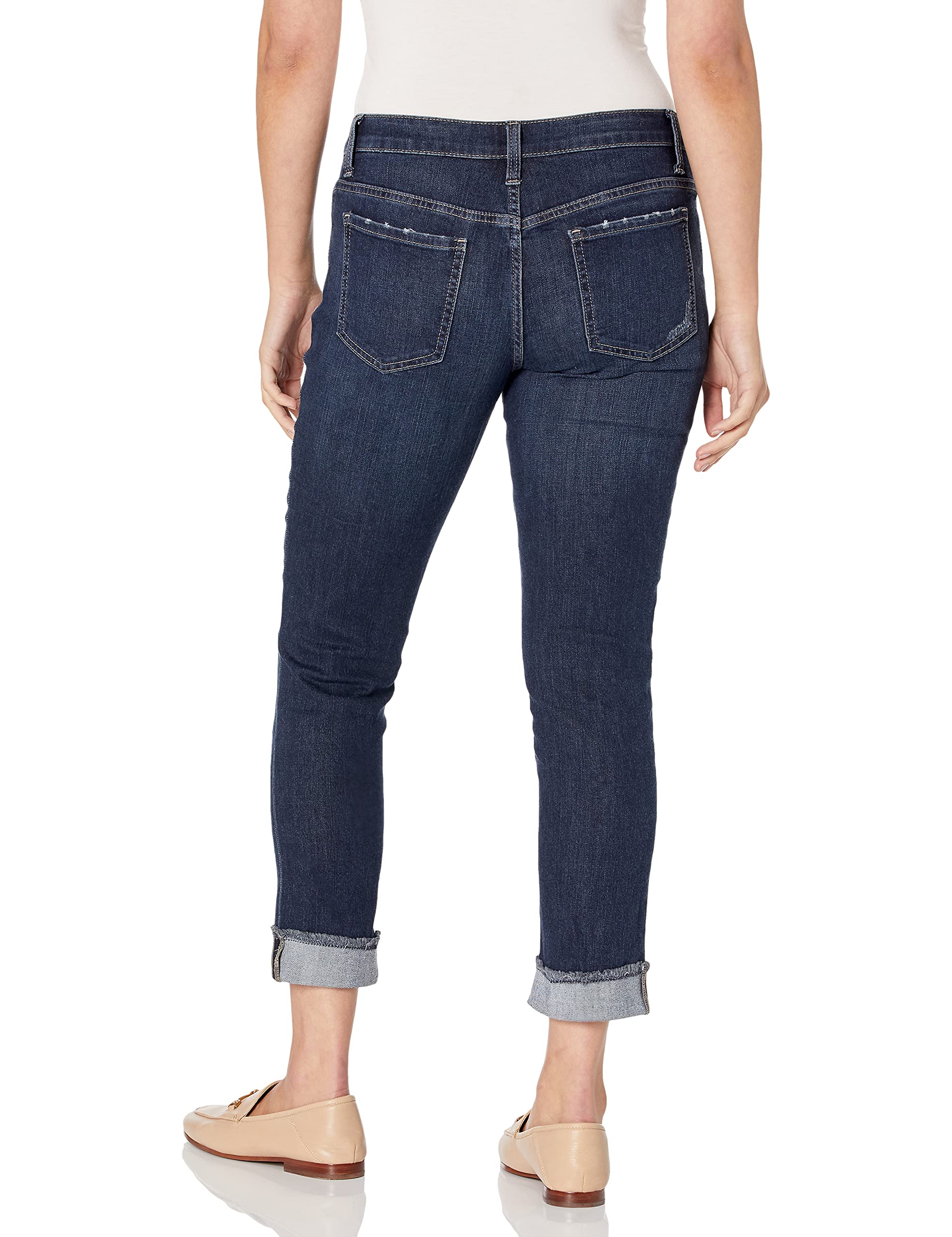 Riders by Lee Indigo Women's Fringe Cuff Boyfriend Jean, Dark, 14