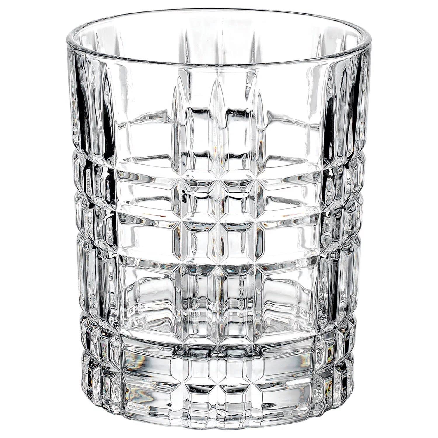 Whiskey Barware Set - 4 Old Fashion Tumbler Glasses with 2 Chilled Whisky Ice Ball Molds Boundary by Godinger