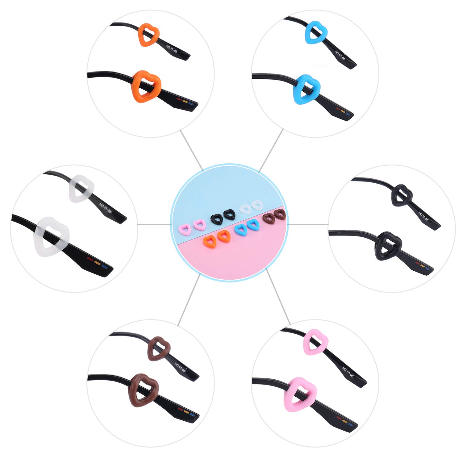 SMARTTOP Eyeglass Ear Grips glasses retainer anti-slip ear holder silicone soft glasses ear hooks for Spectacle Sunglass Reading glasses temple tips sleeve (12pairs)