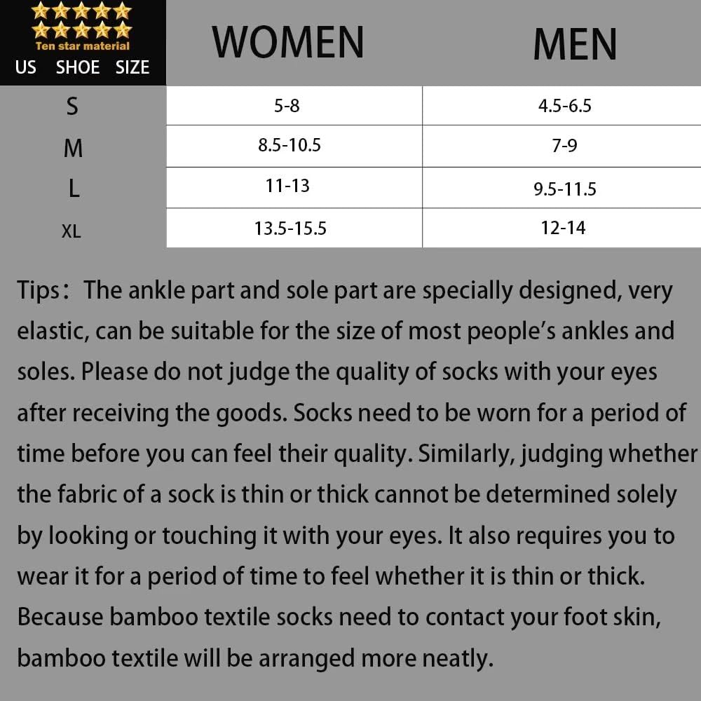 Ten Star Material Bamboo Low Quarter Thin Ankle Sock for Men and Women Anti Odor Natural Breathable Comfortable Socks 6 Pairs