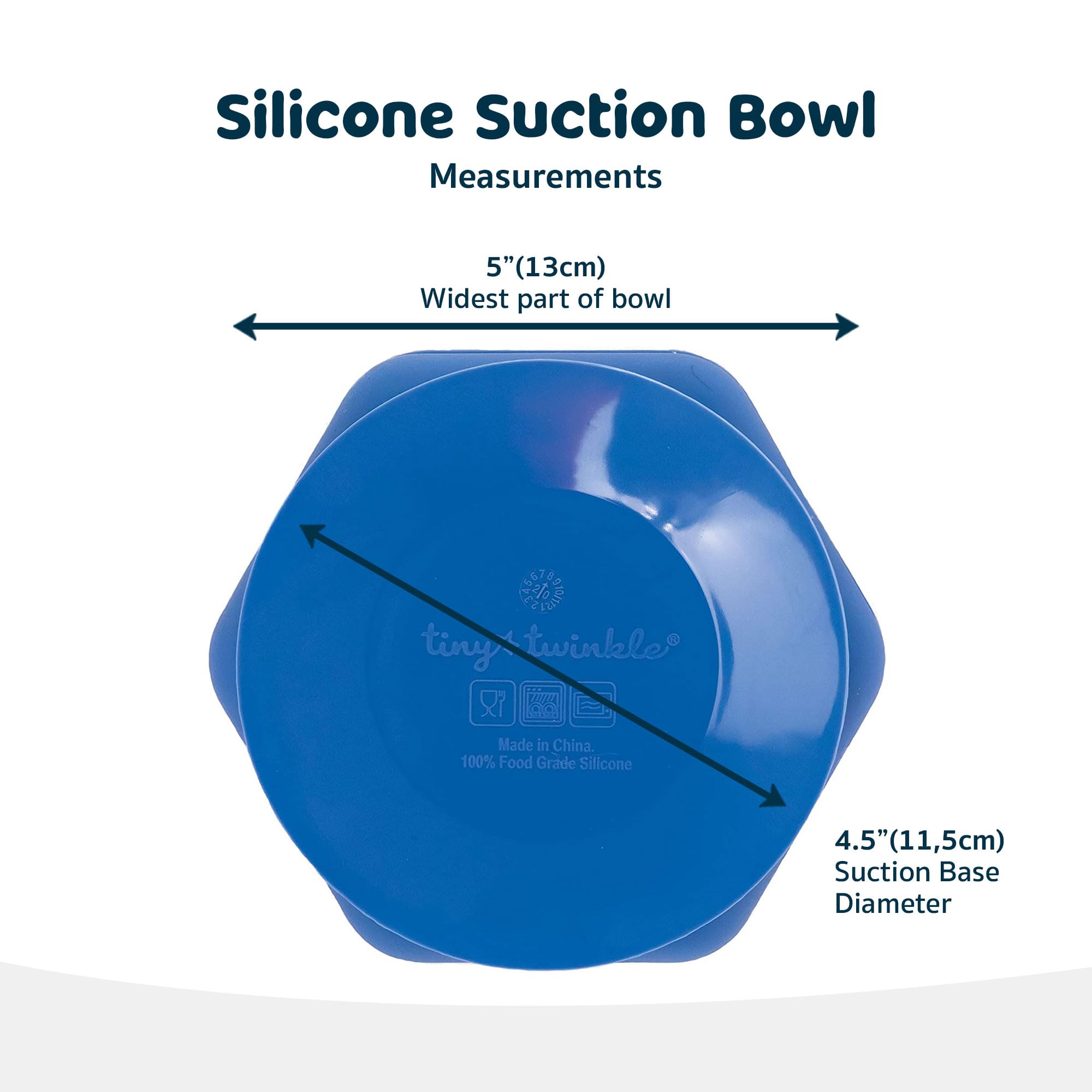 Tiny Twinkle Silicone Suction Bowl with Lid for Baby and Toddler - 100% Silicone - BPA Free - Microwave Safe - Suction Bowls For Baby, Snack Containers For Toddlers (Indigo)