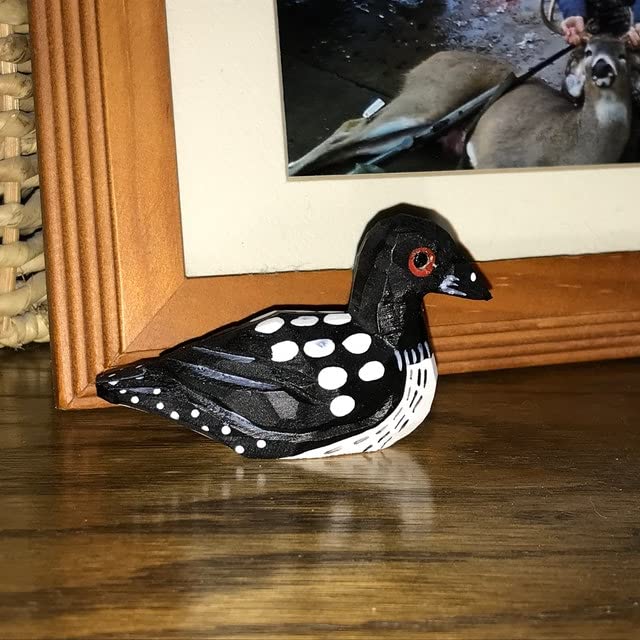 Selsela Common Loon Wooden Figurine Small Animal Garden Statue Carving Decoration Small Animals
