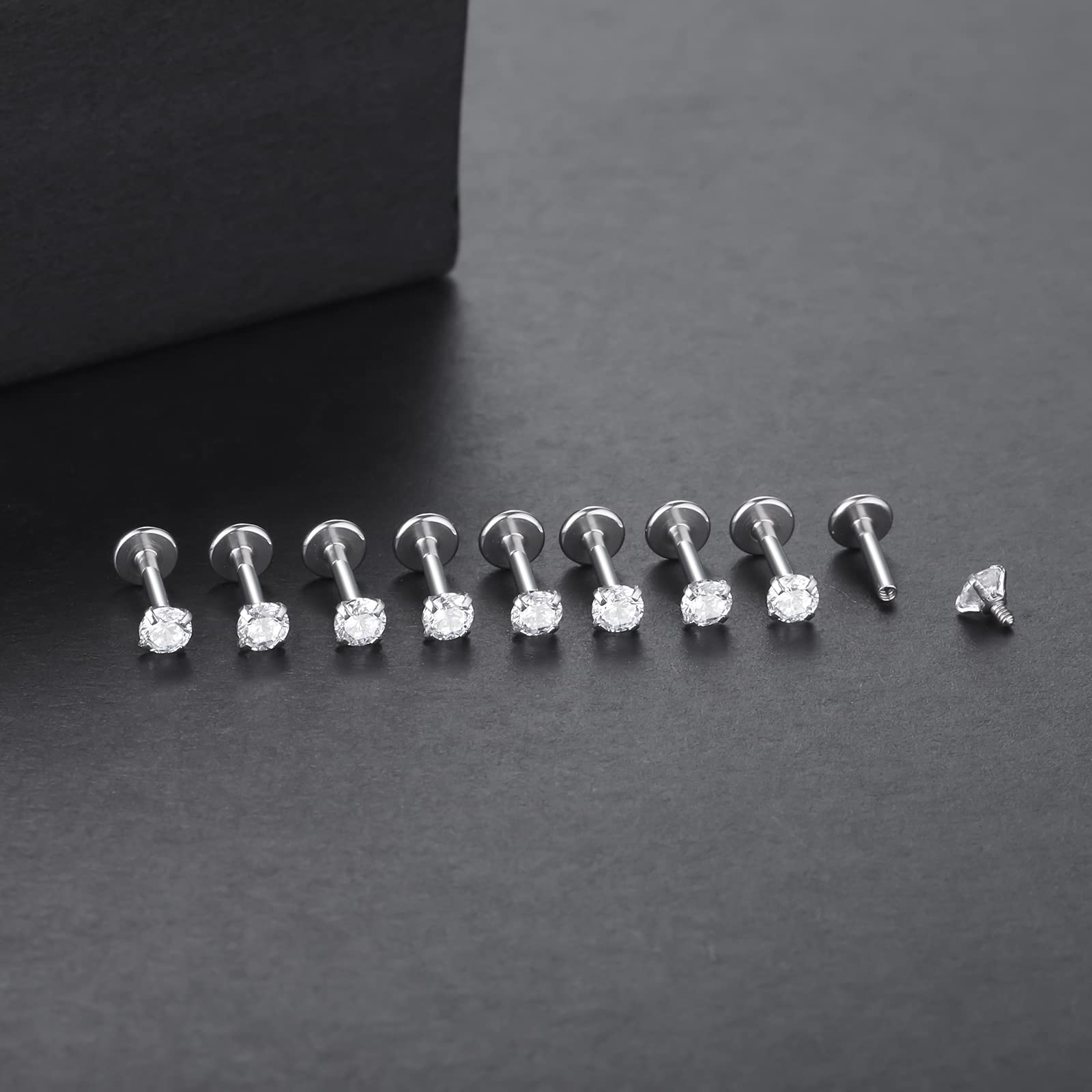 Xpircn 16G Labret Monroe Lip Rings Helix Tragus Earring Studs Piercing Jewelry 9-18PCS (16Gx10mm, Rose Gold, 18PCS)