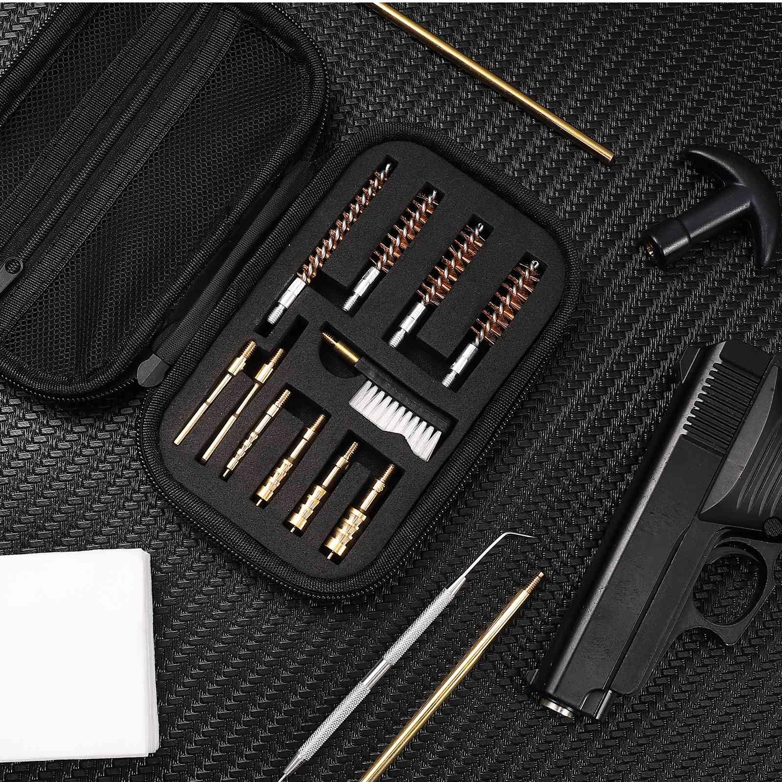 UrbanX Universal Handgun Cleaning kit for Dan Wesson M1911 ACP Pistol .45 ACP Pistol Cleaning Kit Bronze Bore Brush and Plastic Jags Tips with Zippered Compact Case