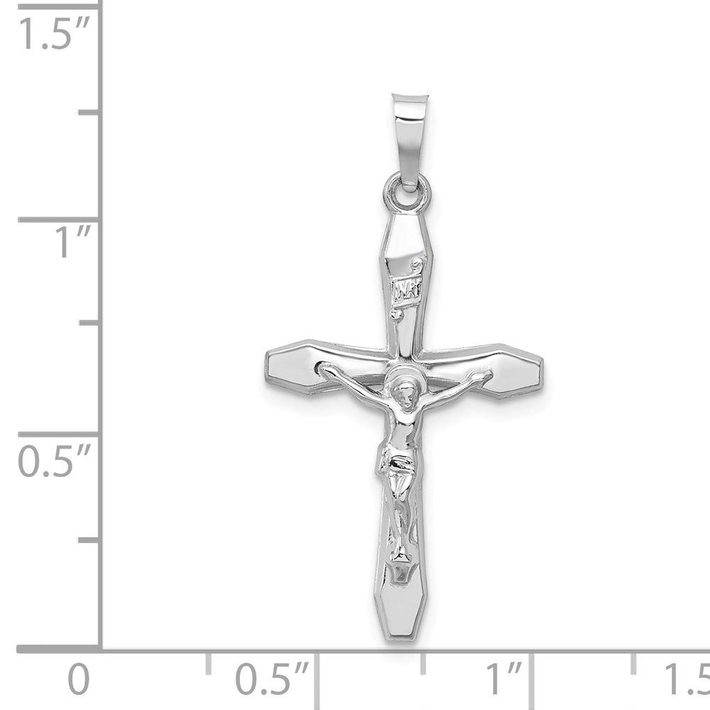 Sonia Jewels 14k White Gold INRI Cross Pendant Crucifix Charm - 32mm x 17mm