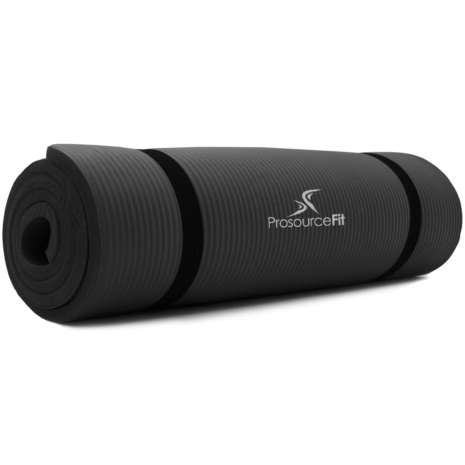 ProsourceFit 1/2 in Extra Thick Yoga Pilates Exercise Mat, Padded Workout Mat for Home, Non-Sip Yoga Mat for Men and Women, Black, 71 in x 24 in