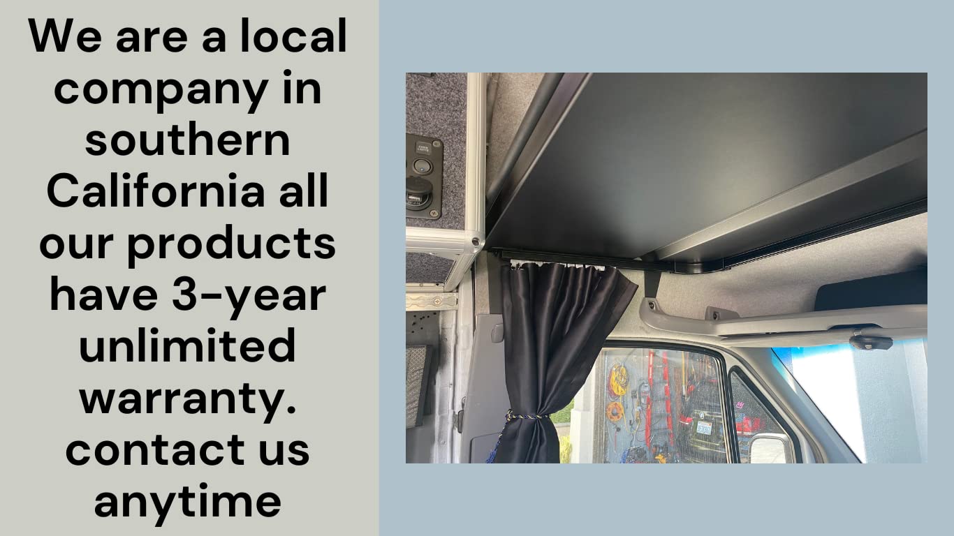White Top Adventures 2019-2023 Mercedes Sprinter Van All Aluminum Headliner Shelf Curtain Rod and Carpet Included