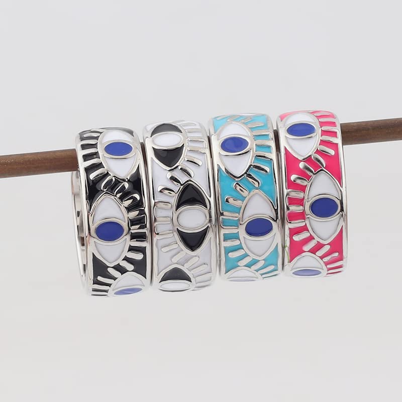 Zboro Colorful Enamel Turkish Evil Eye Open Ring For Women Adjustable Gold Plated Eternity Band Finger Ring Jewelry-89598