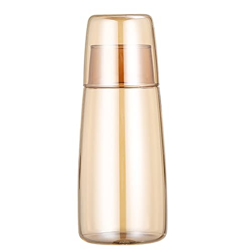 Yalucky Bedside Water Carafe Set with Tumbler, Bedside Carafe and Glass Set for Nightstand Bedroom Guest Room, Water Carafe for Cold Drink, Mouthwash Dispenser for Bathroom Kitchen 25oz/750ml (Amber)