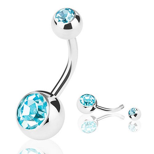 SoundsBeauty 15 Pieces Women Belly Bars Navel Buttons Rings Colored Rhinestone Inlay Body Piercing Barbells Random Color