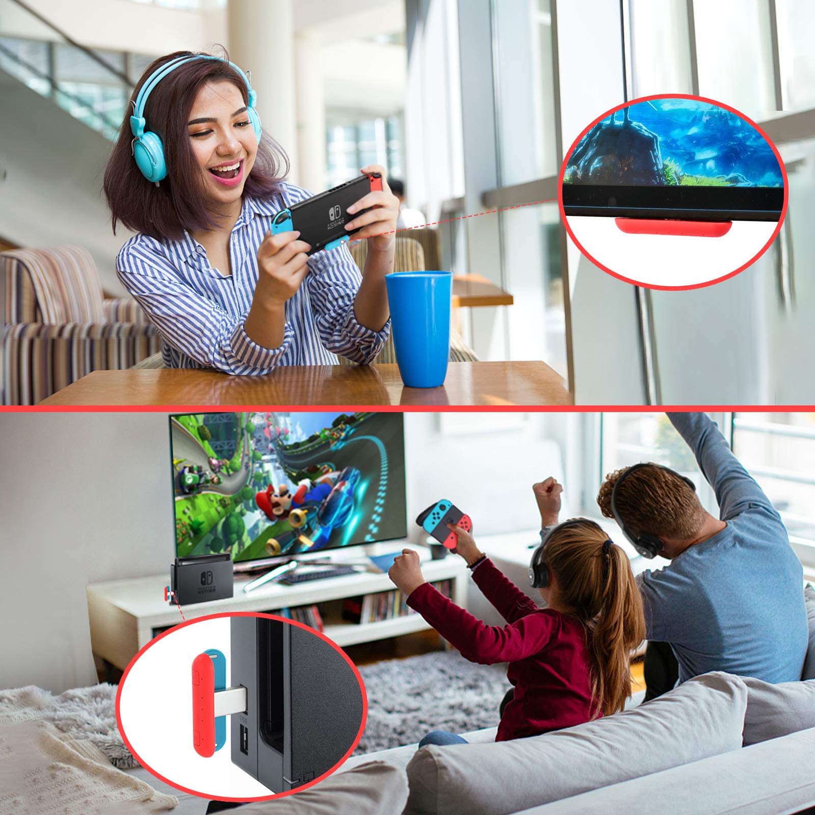 UeeVii Switch Bluetooth Adapter, Bluetooth 5.0 Audio Transmitter Adapter for Nintendo Switch & Switch Lite PS5 PS4 Supports in-Game Voice Chat& Dual Link USB-C APTX Low Latency for Headphones Airpods