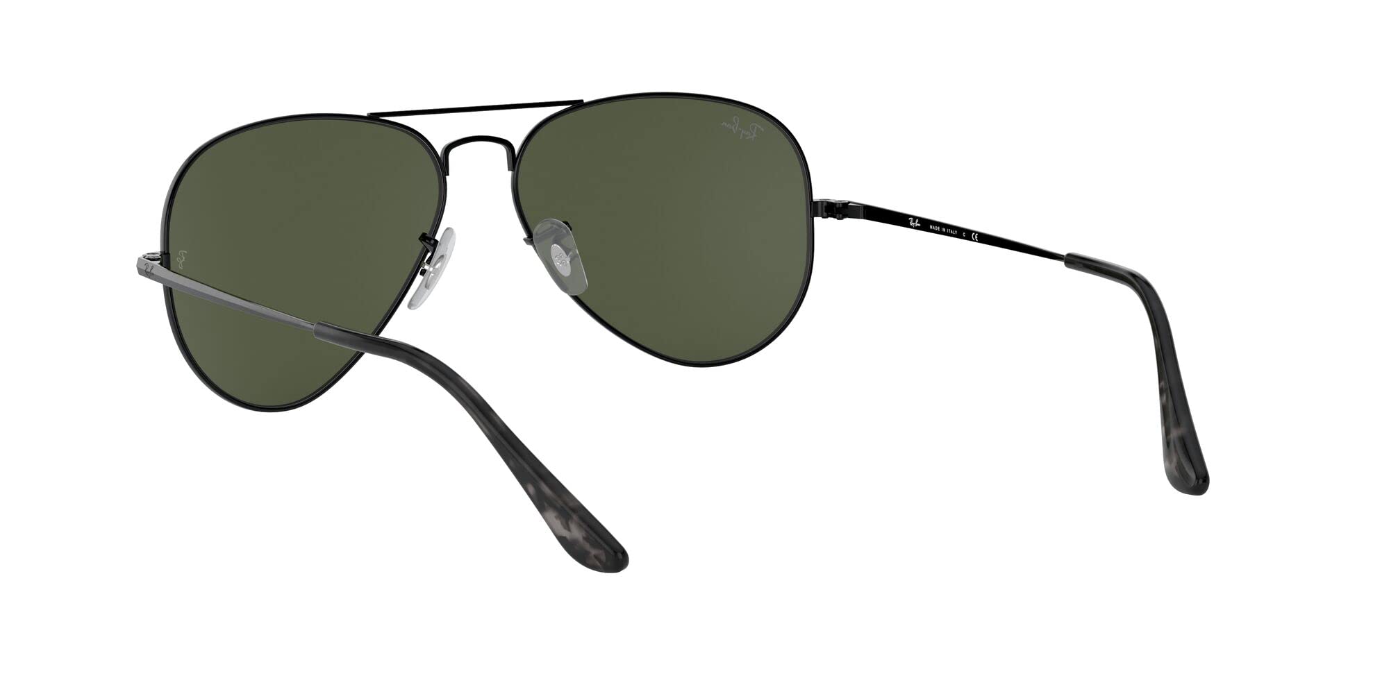 Ray-Ban RB3689 Aviator Metal II Sunglasses, Black/G-15 Green, 55 mm