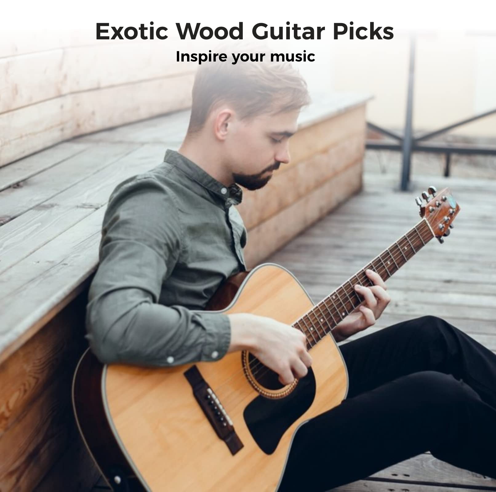 Wooden Guitar Picks, 10pcs Wooden Collector Engraved Guitar Pick Box Classical Triangle Guitar Picks for Acoustic, Classical, Electric, Bass Guitar