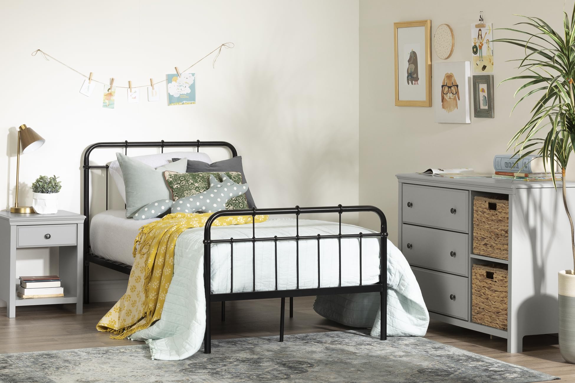 South Shore Cotton Candy Metal Complete Bed-Twin-Black