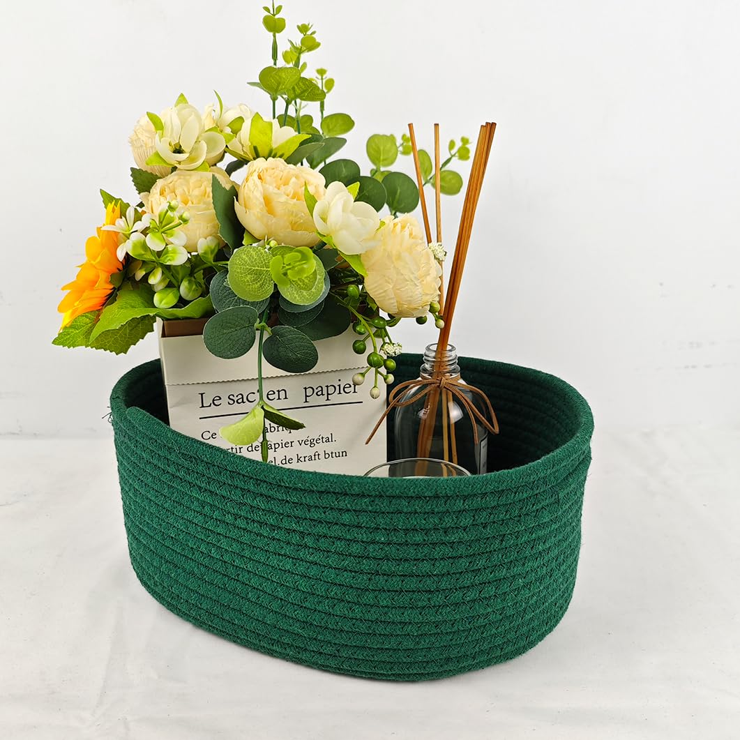 Storage Baskets, Basket Organizer And Shelf Basket, Toy Basket, Small Basket With Handle, Open Storage Box, Green 13x8.66x5.11 Inches(3PCS)