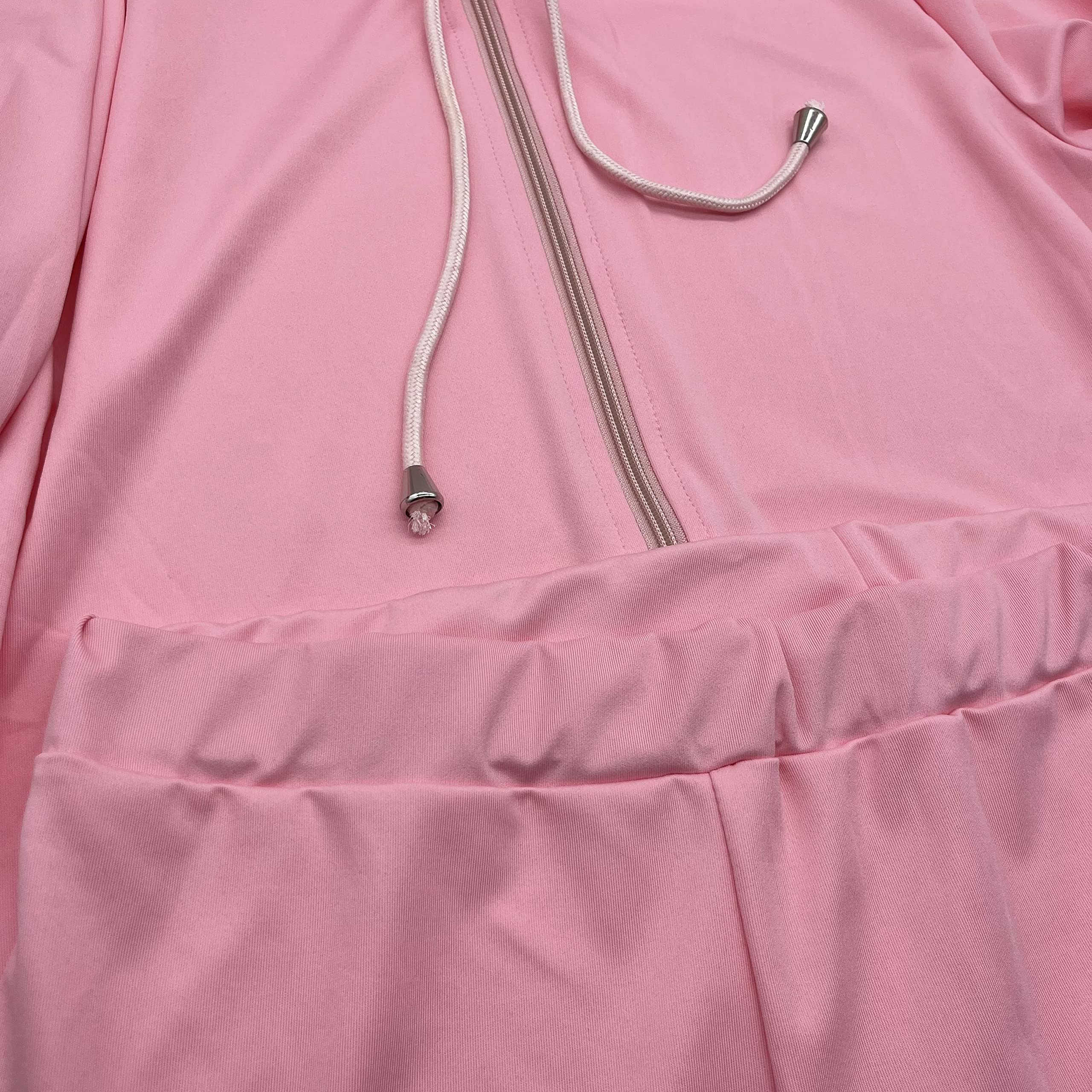 ZDZ 2 Piece Sweatsuits For Women Jogger Set Fall Outfits Long Sleeve Tights Workout Suits Tracksuits With Pocket(Pink-XXL)