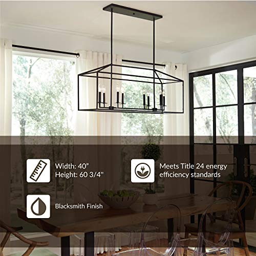 Sea Gull Lighting 6615008-839 Perryton Eight Light Island Pendant Hanging Modern Light Fixture, Blacksmith Finish