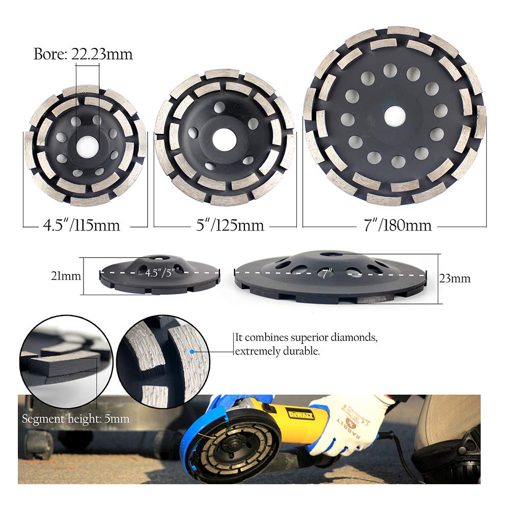 Raizi 5 inch Universal Surface Grinding Dust Shroud Hand Angle Grinder+5 inch Diamond Grinding Cup Wheel