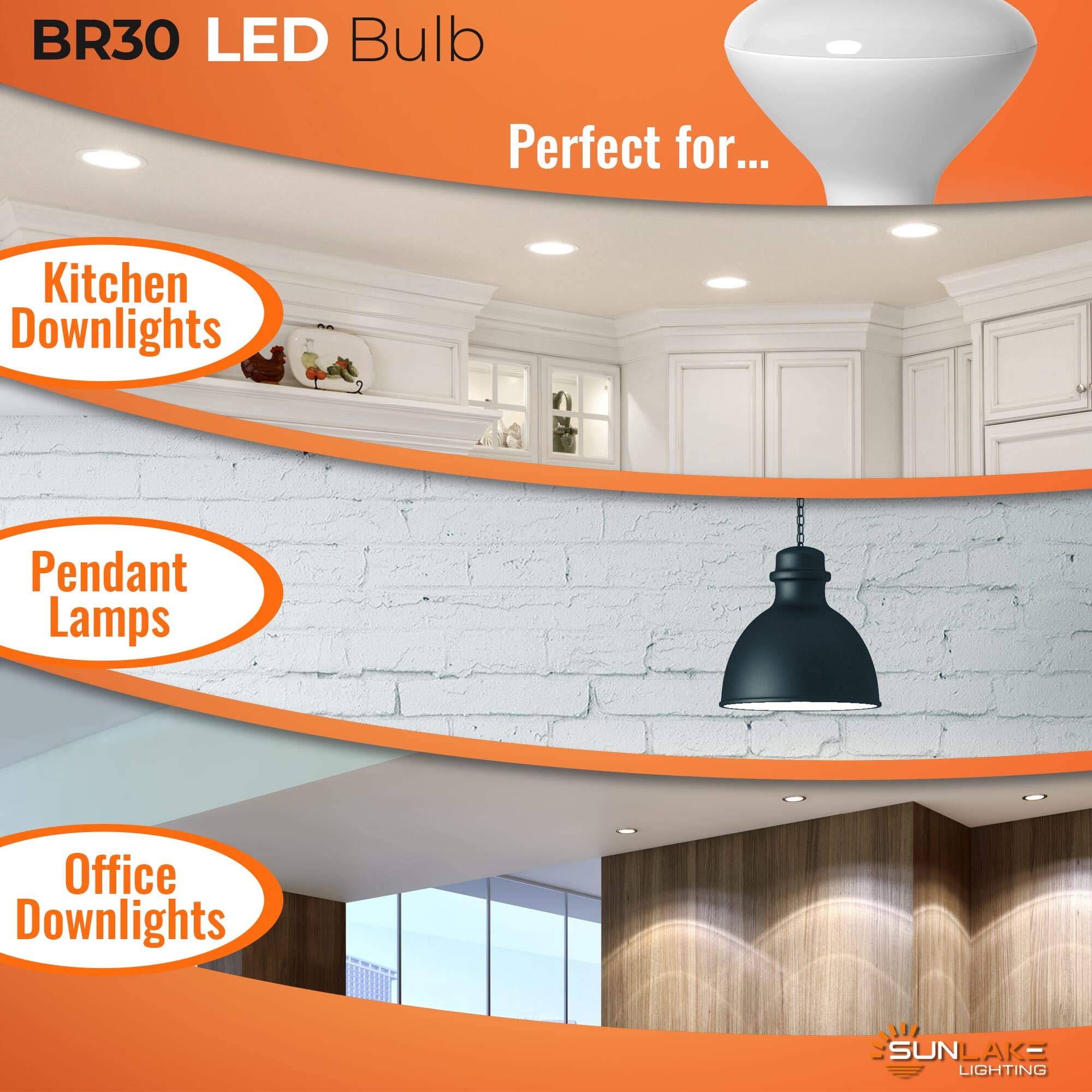 SunLake 12 Pack BR30 led Flood Light Bulbs 8 Watt (65 Watt Equivalent), Dimmable Recessed Led Can Light Bulbs 5000K Daylight, E26 Base, Energy Efficient- UL & Energy Star