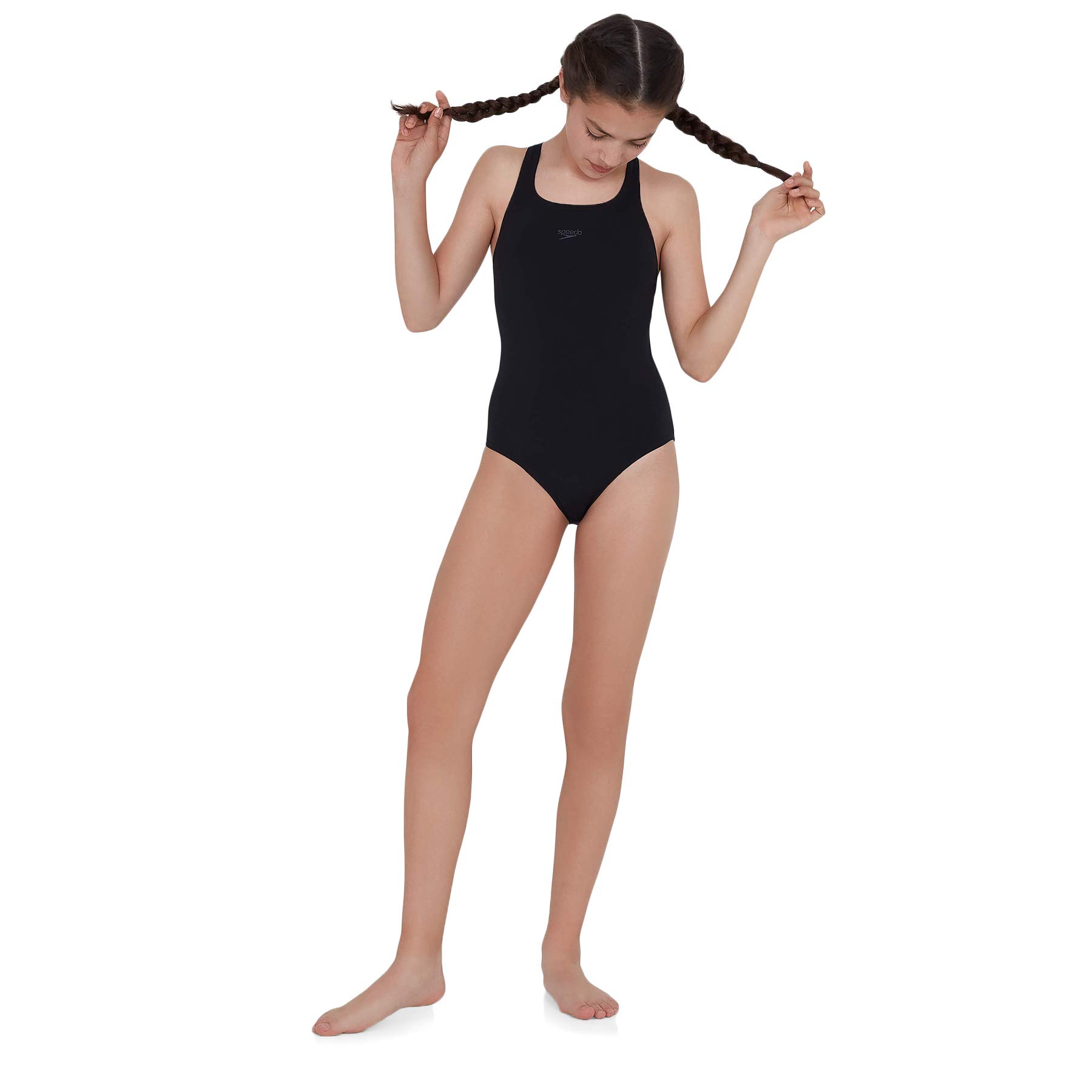 Speedo Essential Endurance+ Medalist Girls Swimsuit Age 7-8 Black