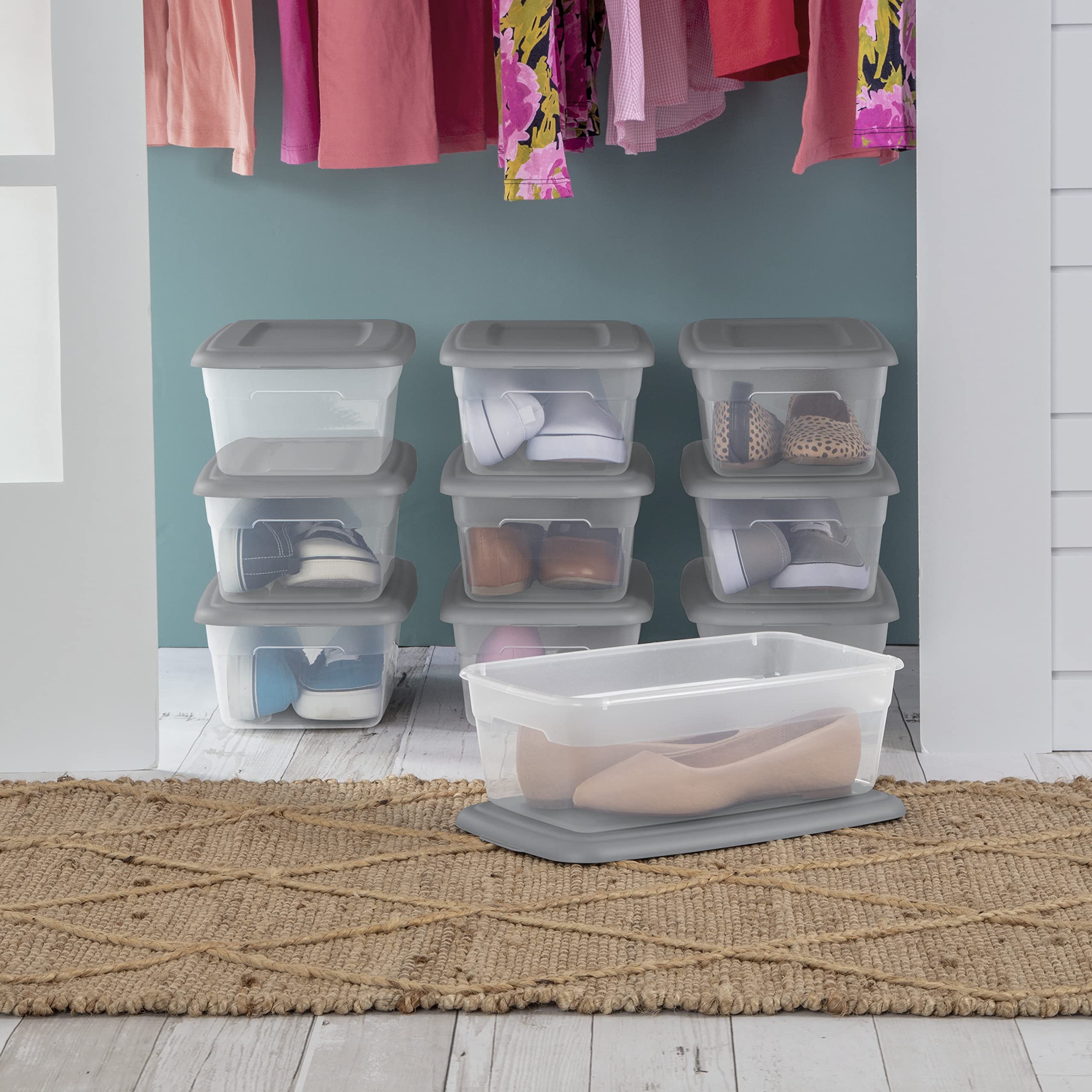 Storage Boxes,Storage Box Plastic,Plastic Box,Storage Bins, Plastic Container,6 Qt.,Set of 40 (silver)