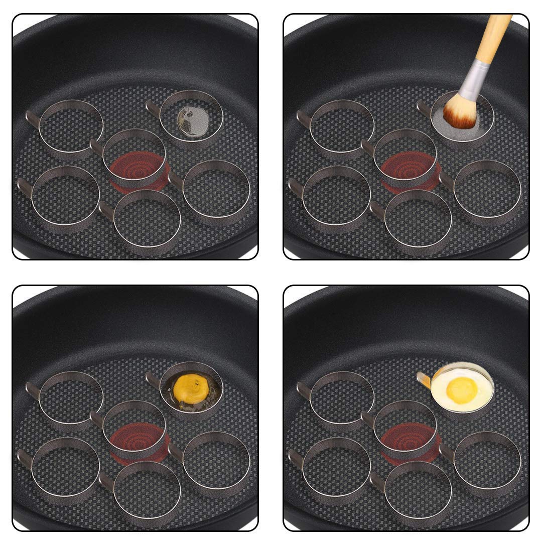 WSNM 6 Pcs Egg Egg Molds Non Stick Steel Egg Egg Rings for Frying Eggs Pancake Sandwich Cooking Beefsteak Kitchen Gadgets for Breakfast