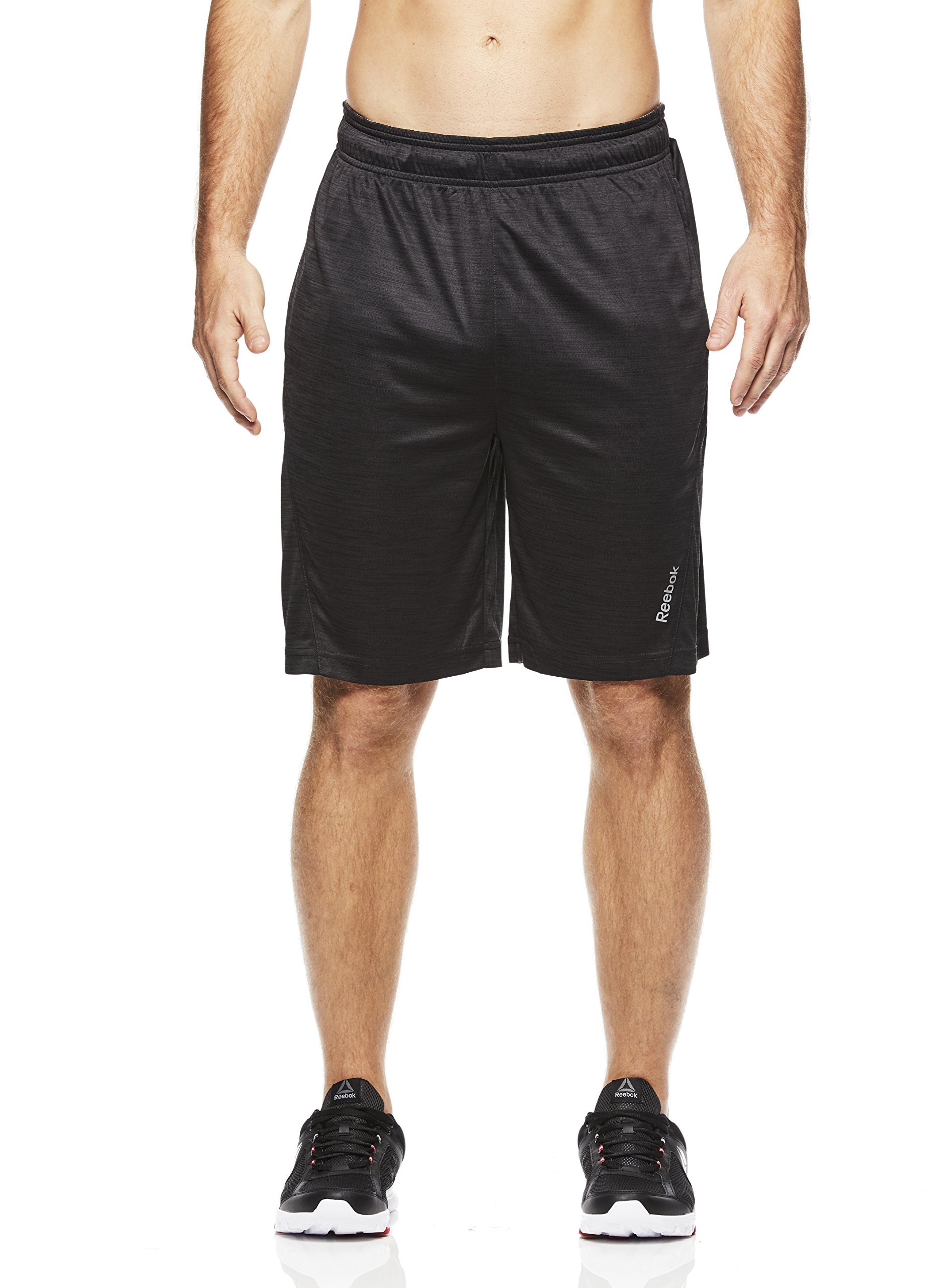 Reebok Men's Drawstring Shorts - Athletic Running & Workout Short w/Pockets - Black Shadow Cruz, Large