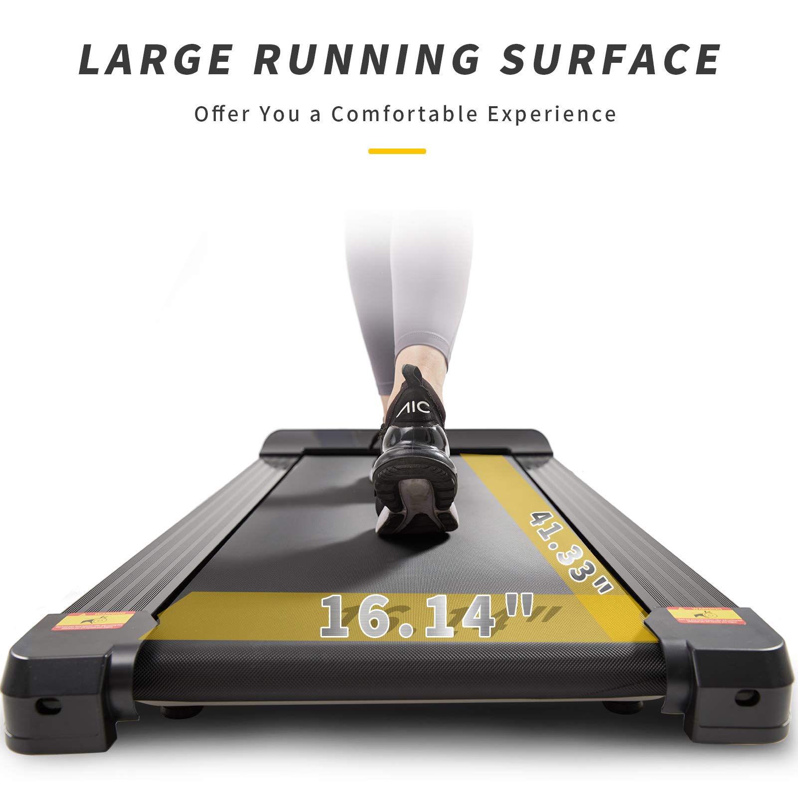 UMAY Under Desk Treadmill Without Assembling for Home & Office with Foldable Wheels, Small Walking Pad Exercise Machine with Low Noise & Sports App