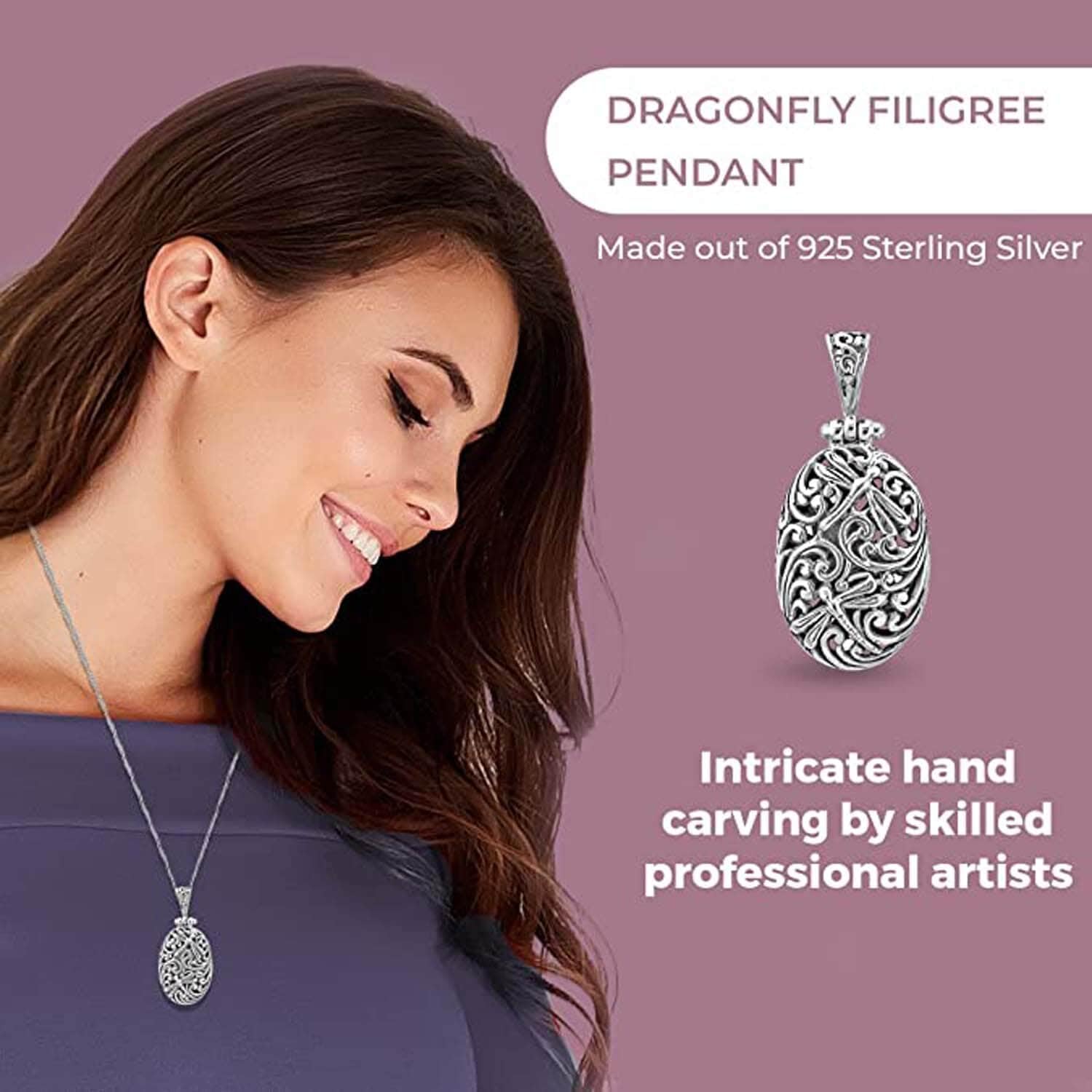 SHOP LC DELIVERING JOY BALI LEGACY Dragonfly Filigree Pendant for Women 925 Sterling Silver Men 6.8 g