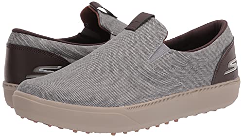 Skechers Men's Drive 4 Course Relaxed Fit Canvas Slip on Golf Shoe, Brown, 10.5