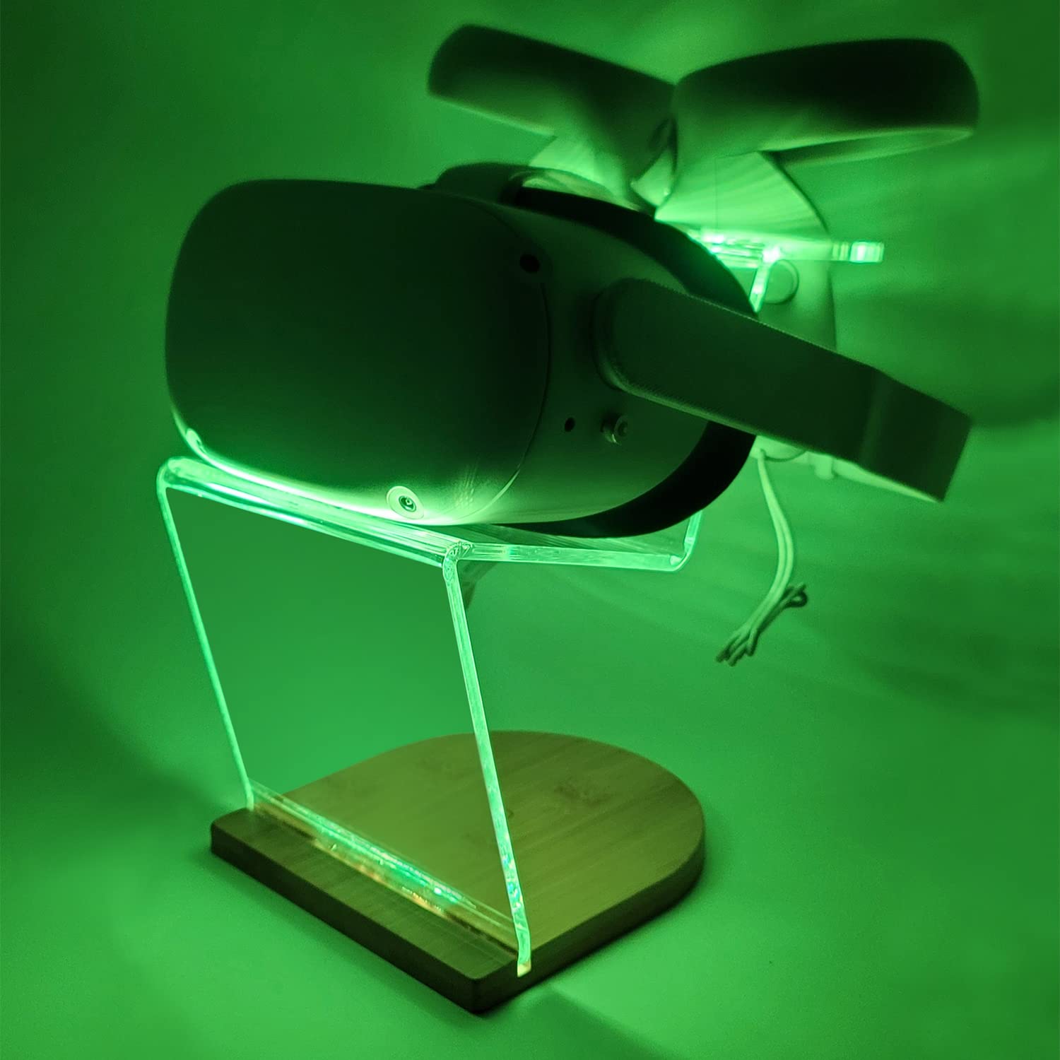 ZYJ-AWASA VR Display Stand for Oculus Quest 2 , Display Stand with LED Light for Meta Quest 2 , Fits Touch Controllers Holder Virtual Reality Station Accessories (A)