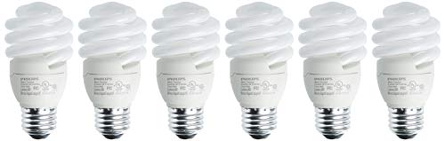 Philips LED 414045 Energy Saver Compact Fluorescent T2 Twister (A19 Replacement) Household Light Bulb: 5000-Kelvin, 13-Watt (60-Watt Equivalent), E26 Medium Screw Base, Daylight, 6-Pack