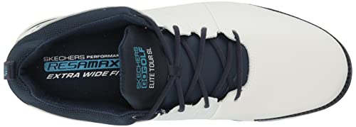 Skechers mens Elite Tour Sl Waterproof Golf Shoe, White/Navy, 11 US