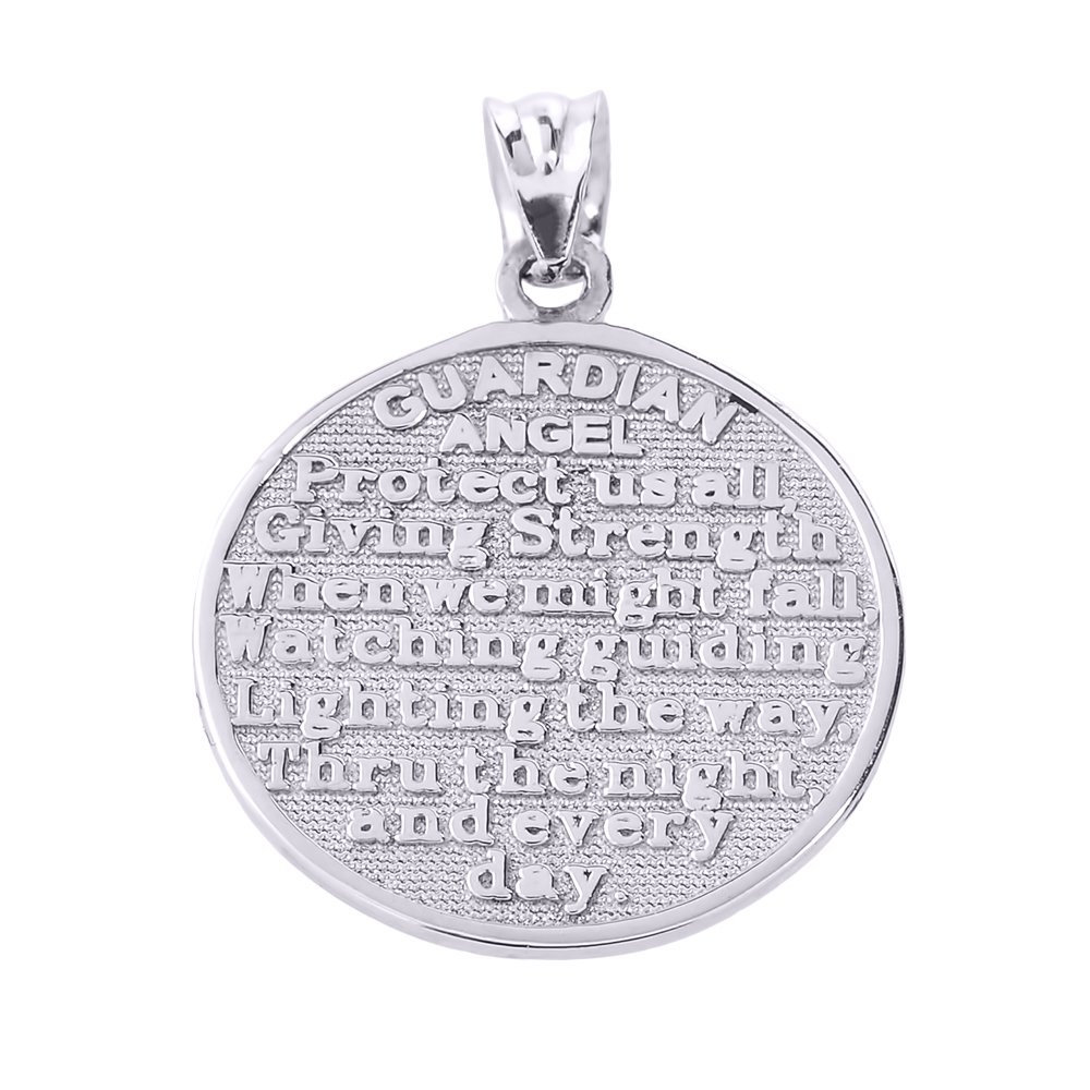 Religious Jewelry 925 Sterling Silver Two Sided Guardian Angel Charm Pendant